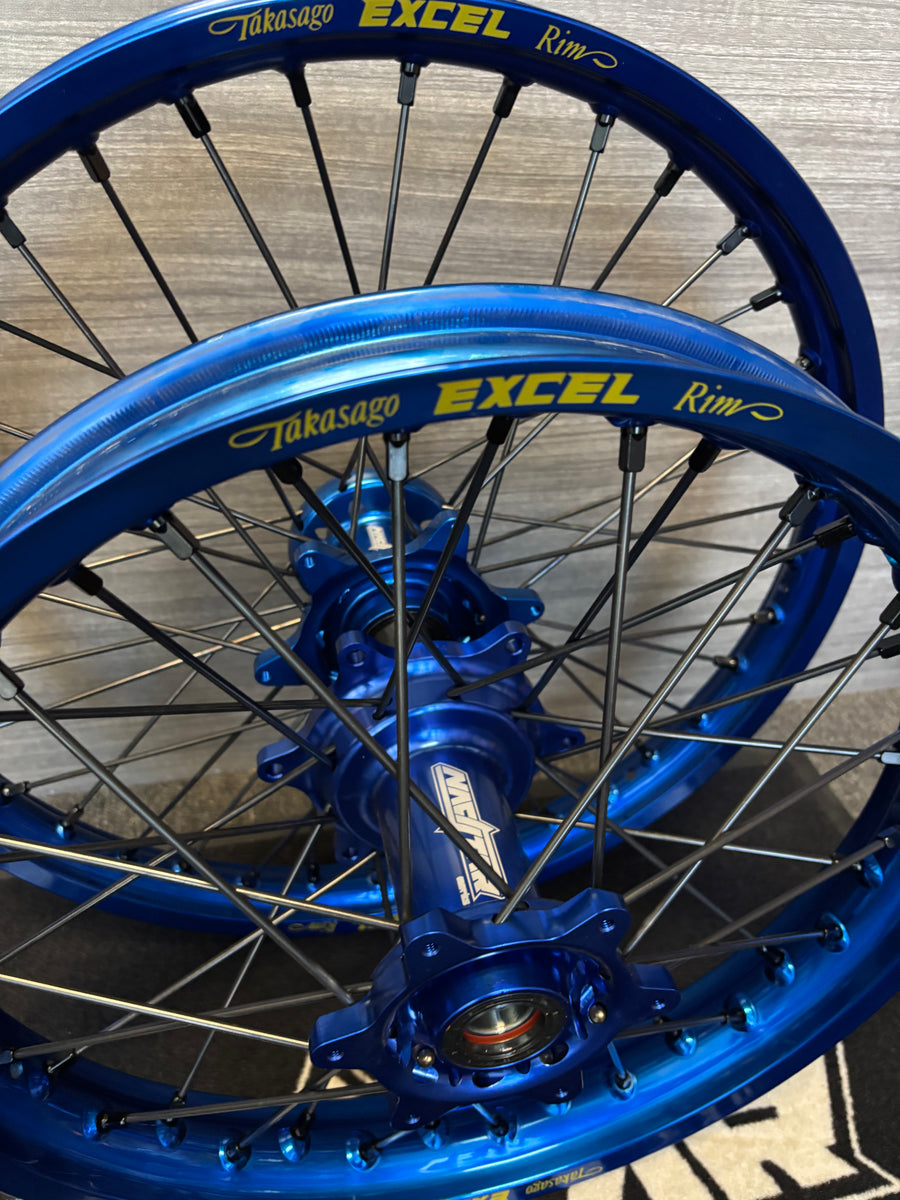2014-2026 Yamaha YZ250F YZ450F Custom Wheel Set - Blue - Black Spokes ...