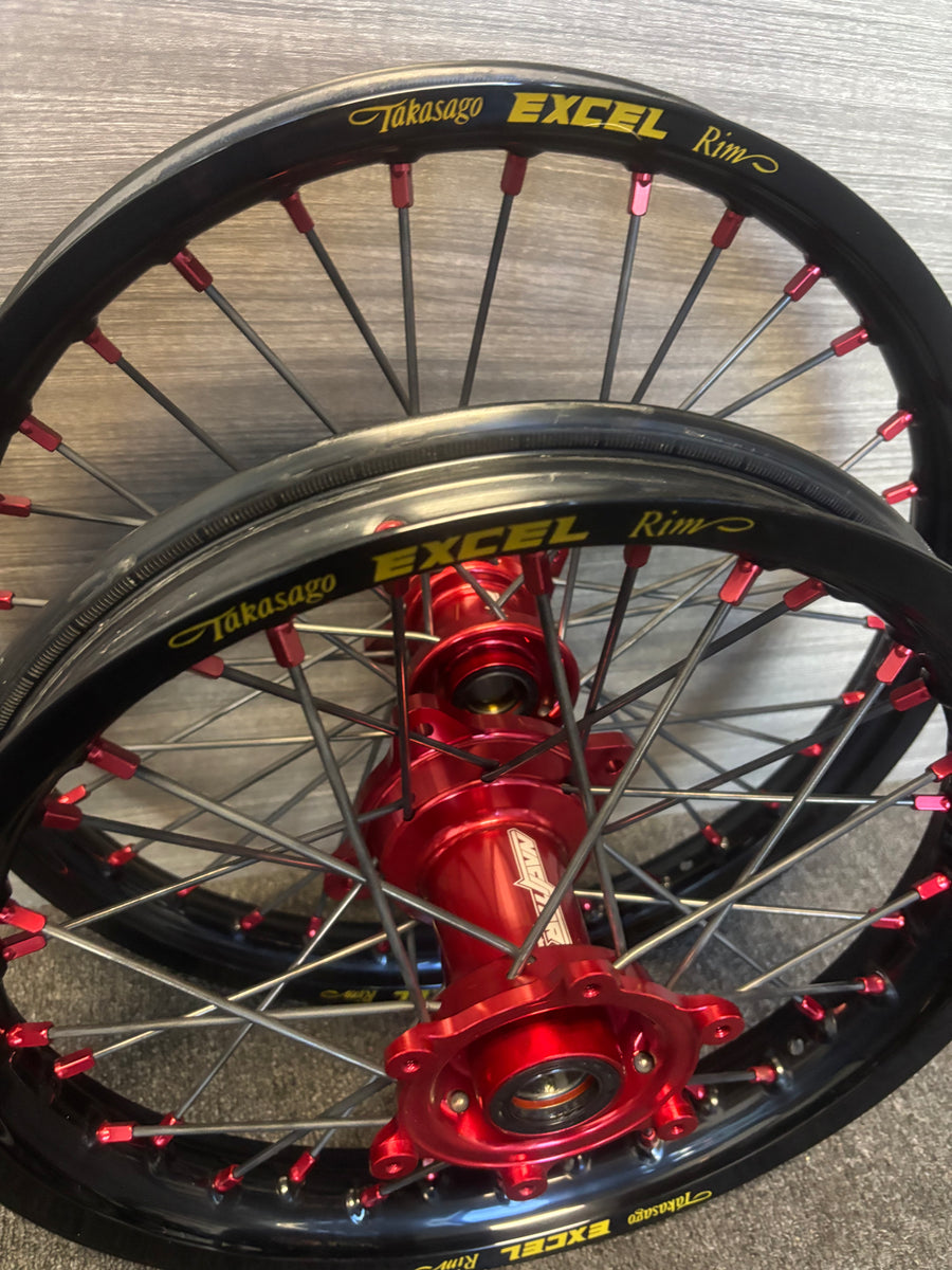 2025-2026 KTM/Husky/GasGas 85 Custom Wheel Set Red/Black - Black Spoke ...