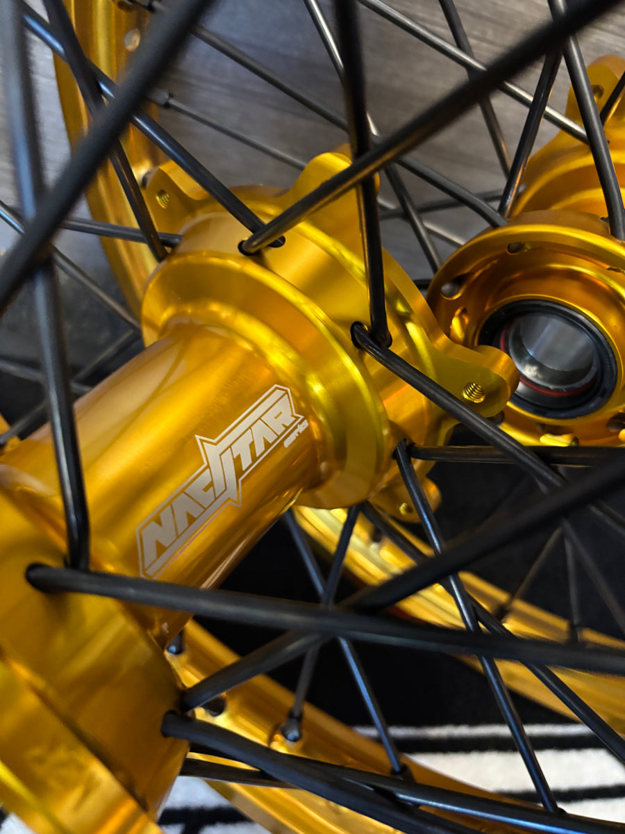 2025-2026 KTM/Husky/GasGas 85 Custom Wheel Set Gold/Gold - Black Spoke ...