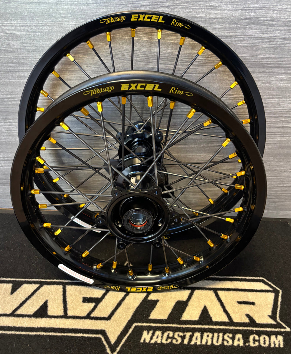2025-2026 KTM/Husky/GasGas 85 Custom Wheel Set Black/Black - Gold Nipp ...
